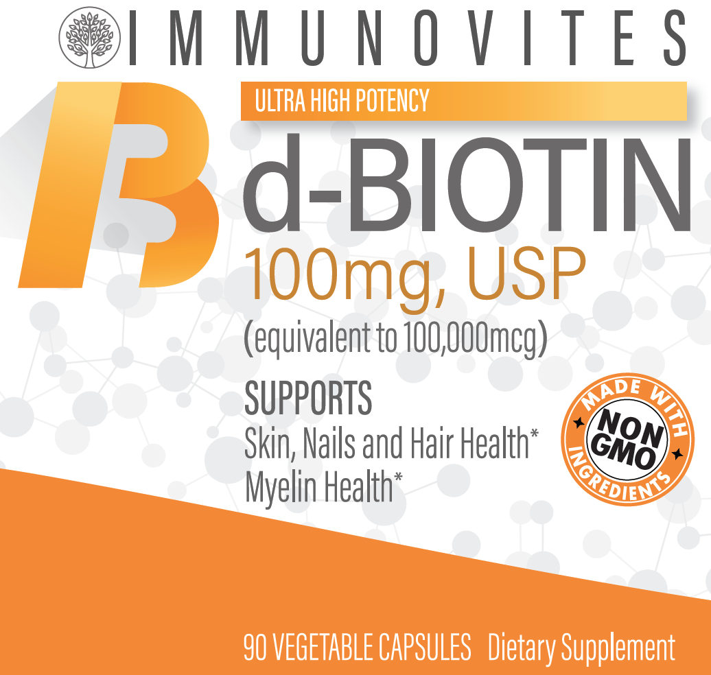 High Dose d-Biotin 100mg - (90ct Bottles) High Potency – IMMUNOVITES